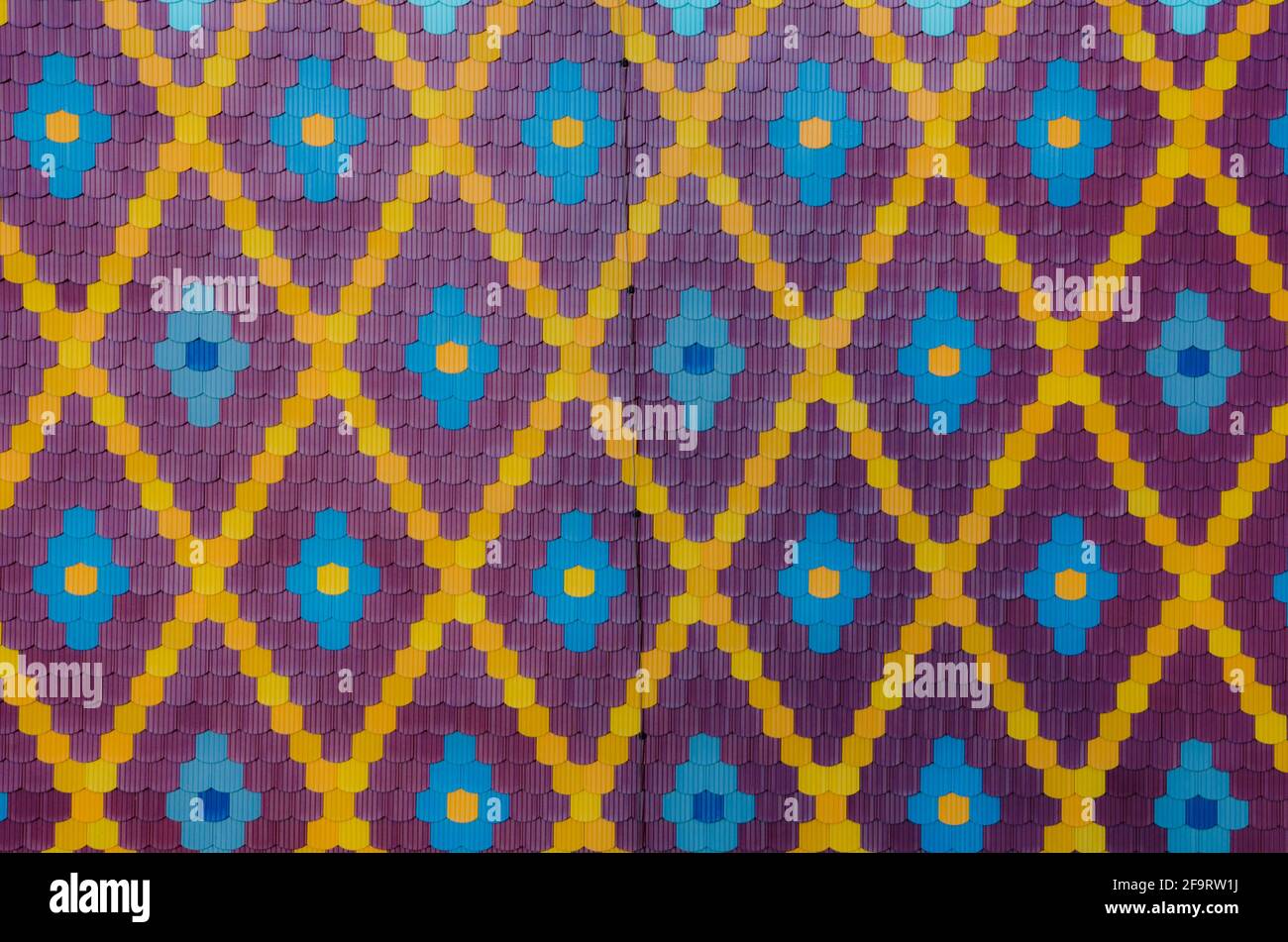 colorful tiles in diagonal shape on the top of church of saint maria in ...