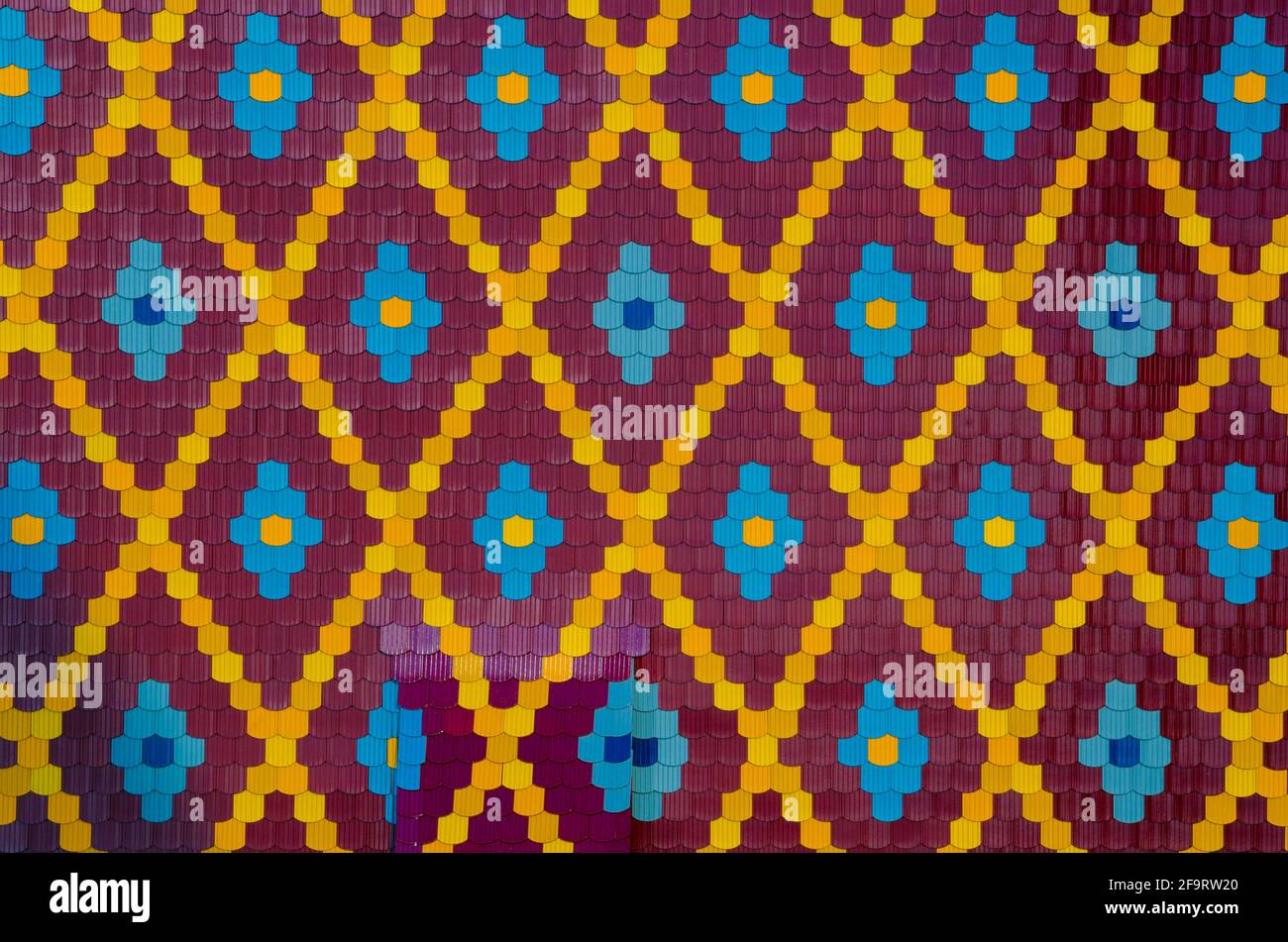 colorful tiles in diagonal shape on the top of church of saint maria in ...