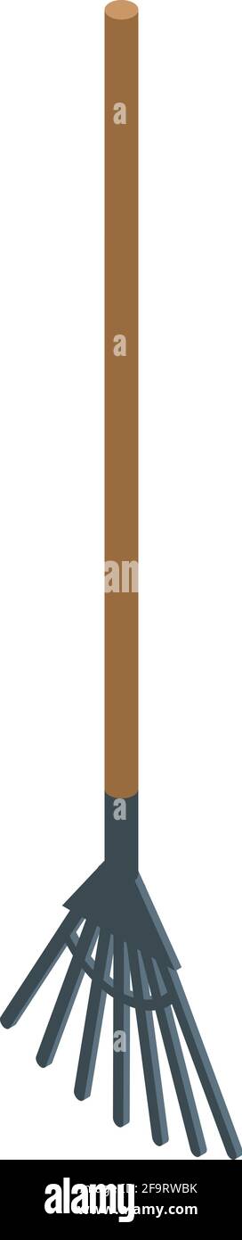 Leaf rake icon. Isometric of Leaf rake vector icon for web design ...