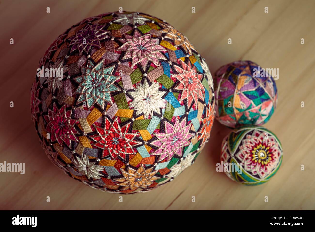 Temari balls, a handicraft ball in traditional Japanese style. Japanese ...