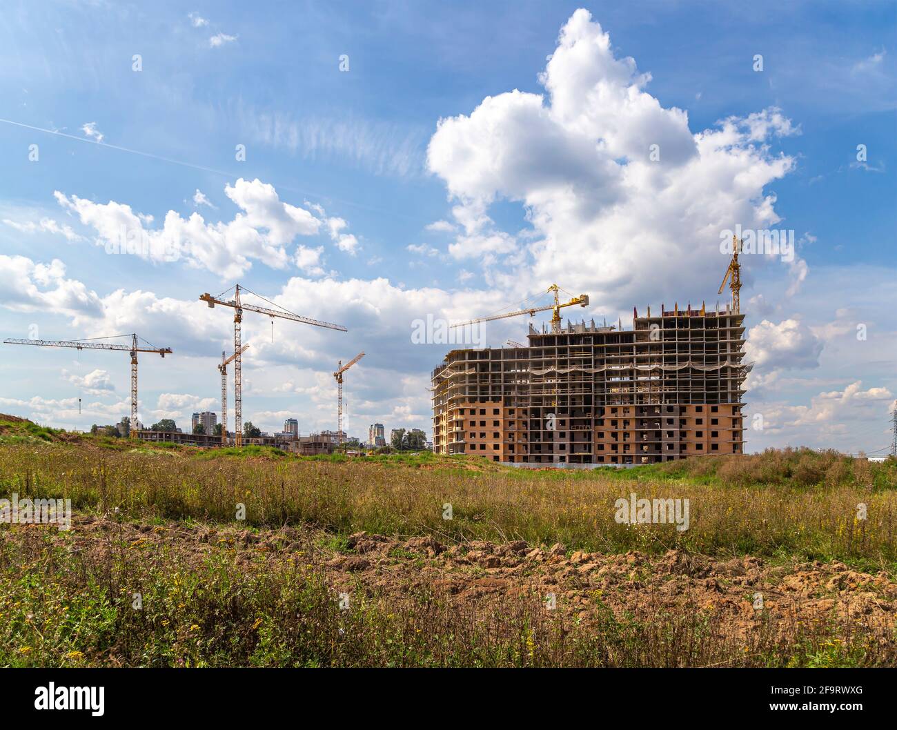 View of construction site, industrial image. Moscow, Russia Stock Photo ...