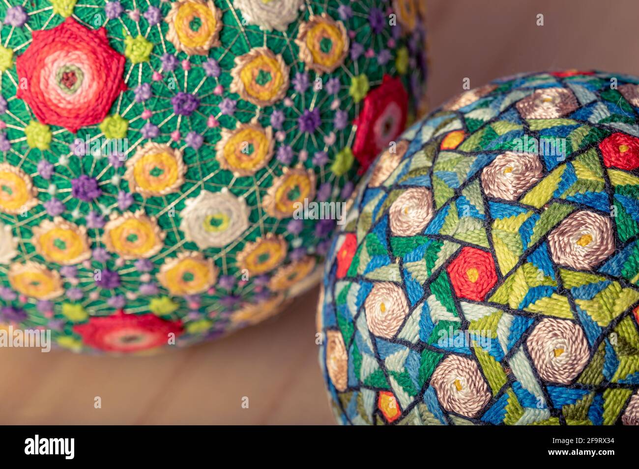 Temari balls, a handicraft ball in traditional Japanese style. Japanese ...