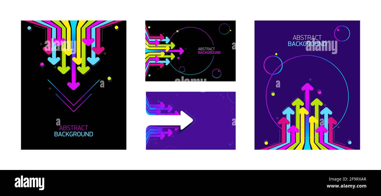 Rainbow Arrows on dark background. Futuristic vector illustration of ...