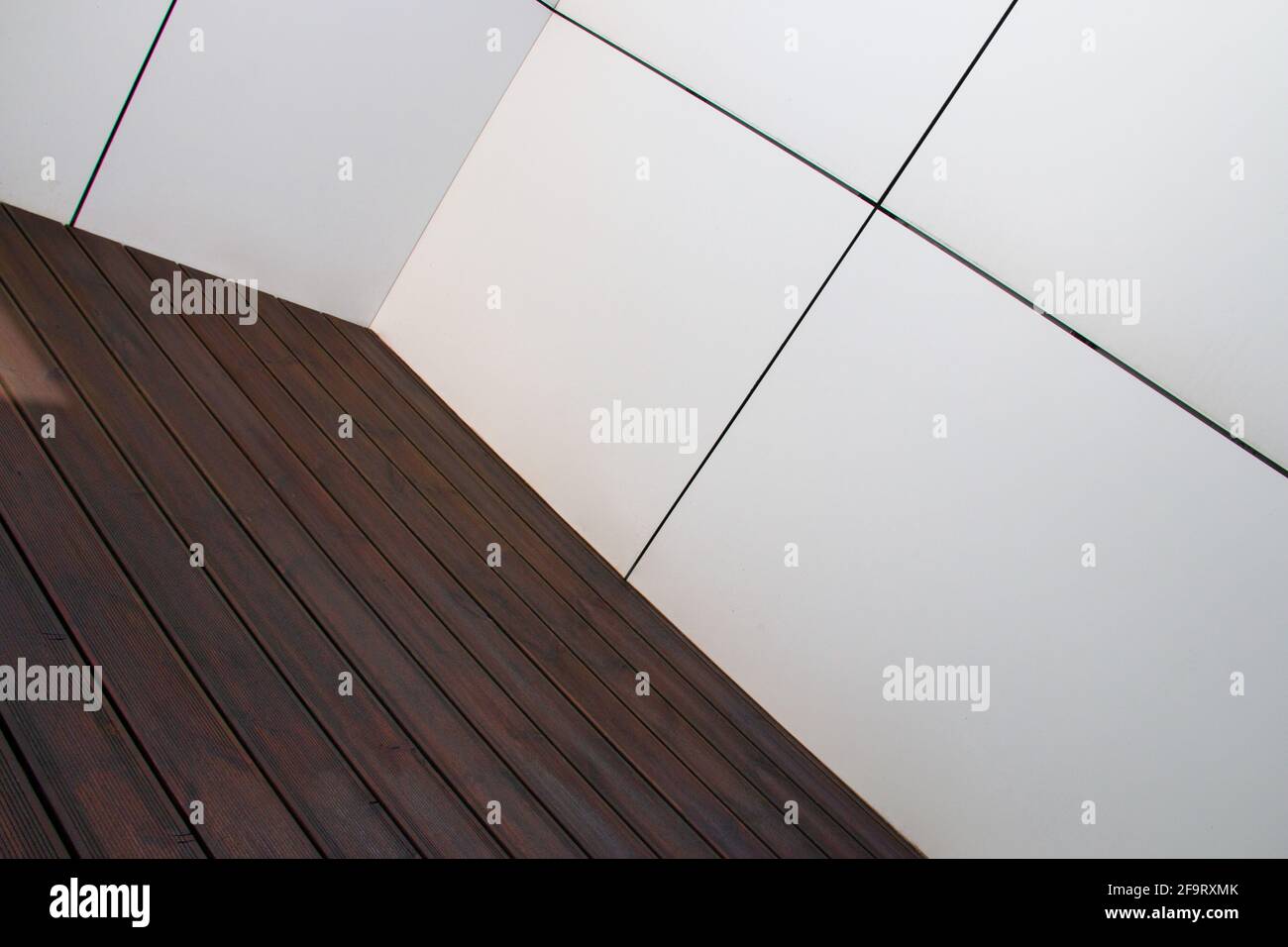 Pine wood decking, treated softwood decking terrace contrasting with ...