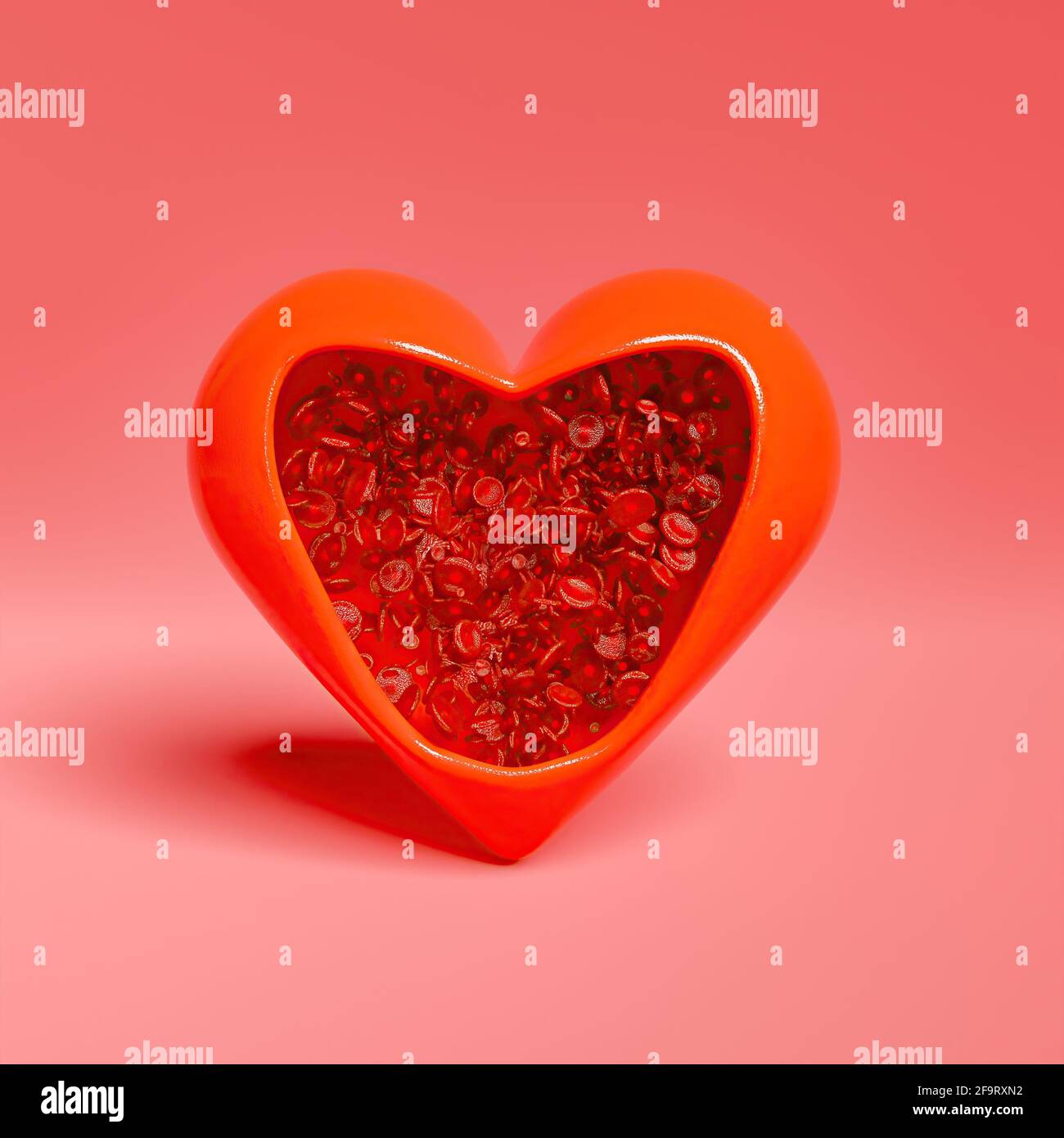 open heart shape full of healthy red blood cells Stock Photo - Alamy