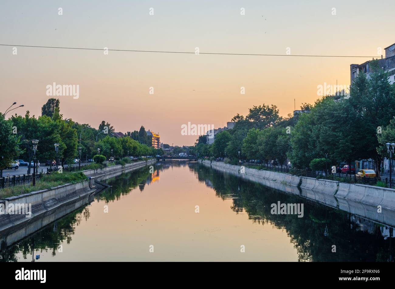 sunset over dambovita river in bucharest Stock Photo - Alamy