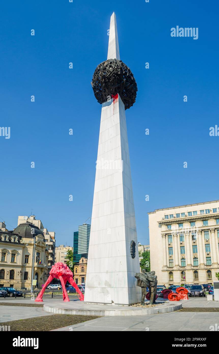 Monument of reborn in Revolution Square of Bucharest downtown, made for ...