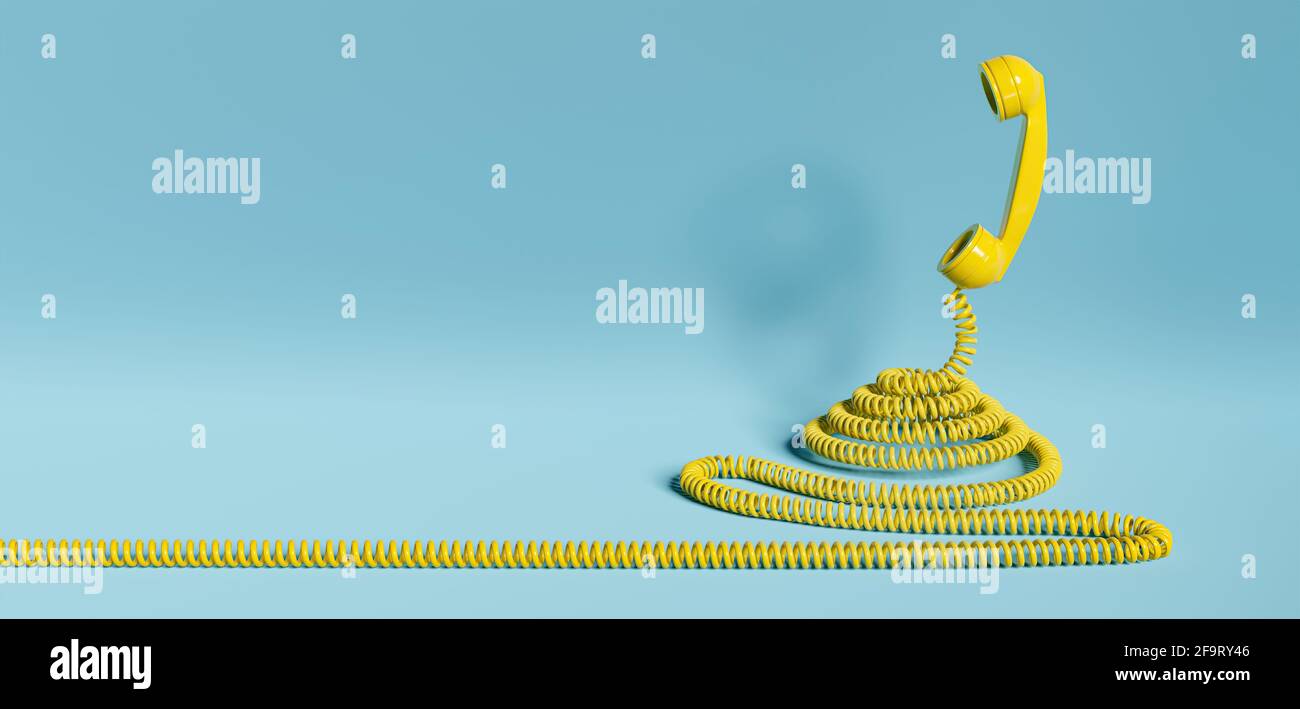 telephone headset with very long cable floating Stock Photo - Alamy