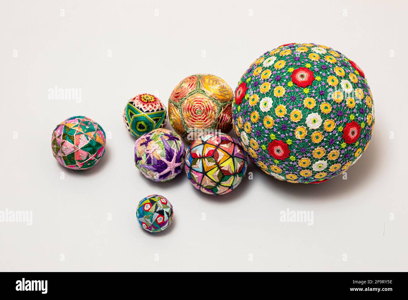 Temari balls, a handicraft ball in traditional Japanese style. Japanese ...