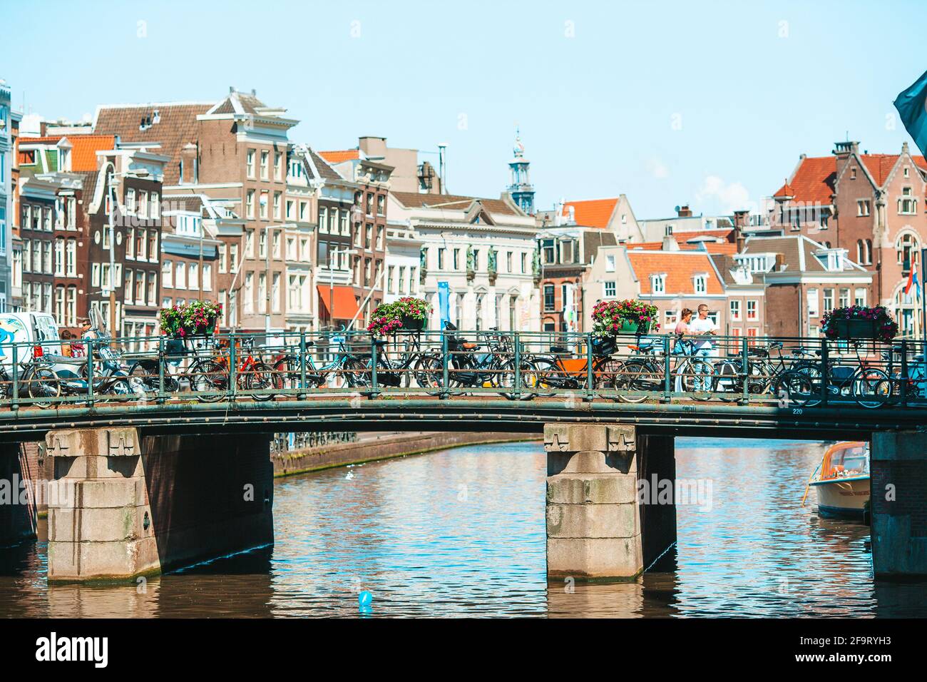 Traditional dutch medieval houses in Amsterdam capital of Netherlands ...