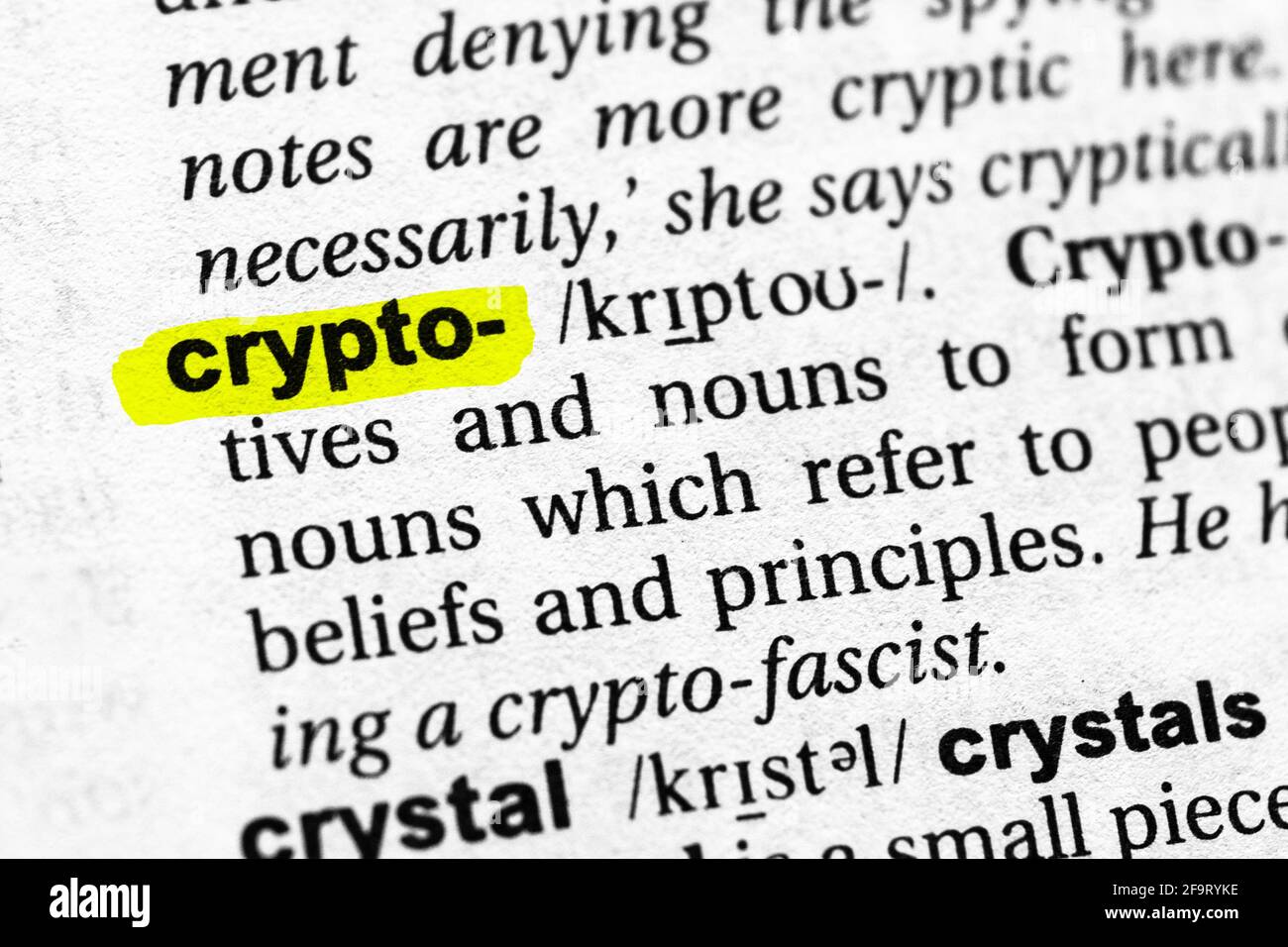 Highlighted word crypto concept and meaning Stock Photo - Alamy