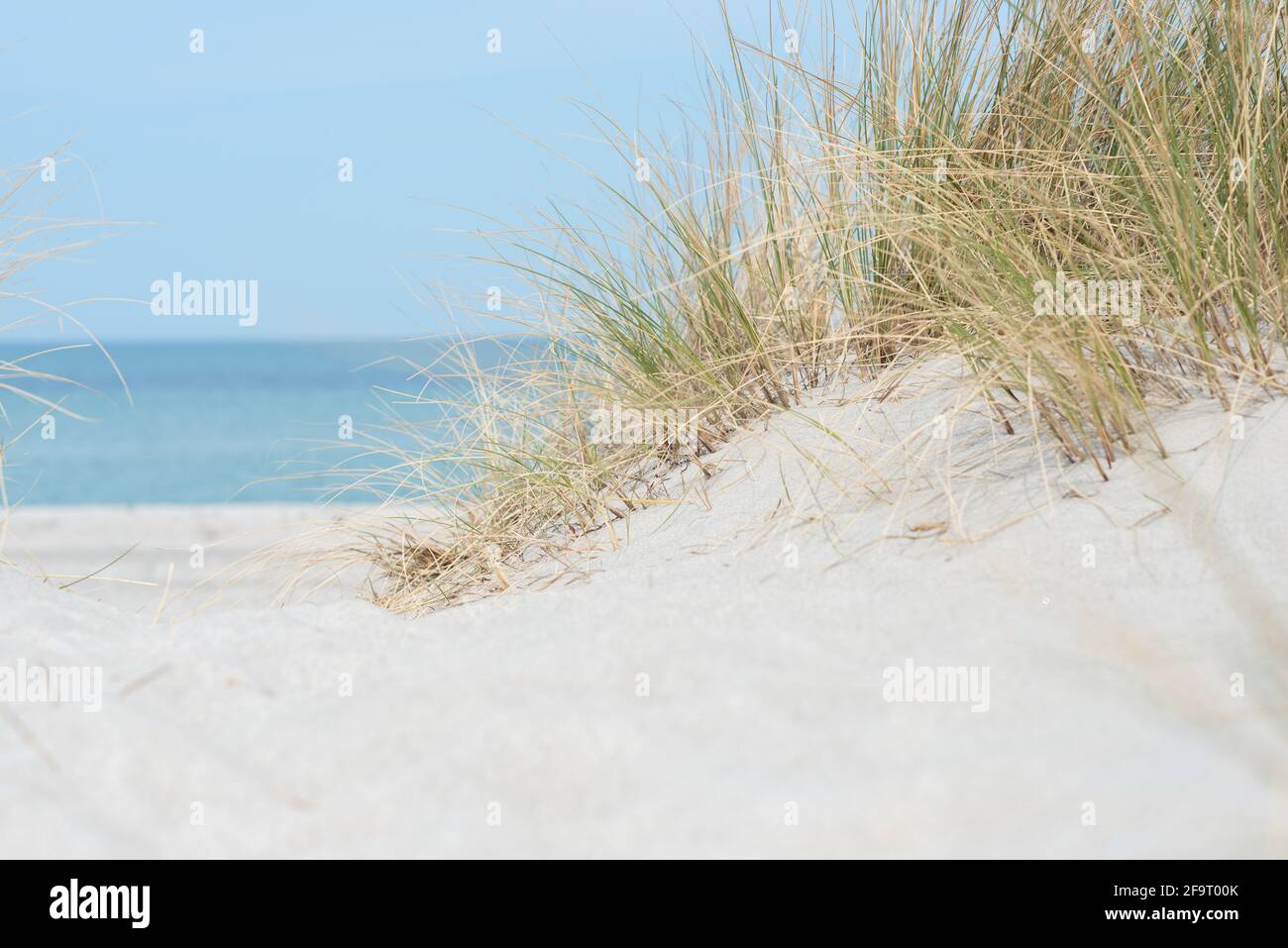 Baltic sea dunes over blue coastline background in Northern Germany ...