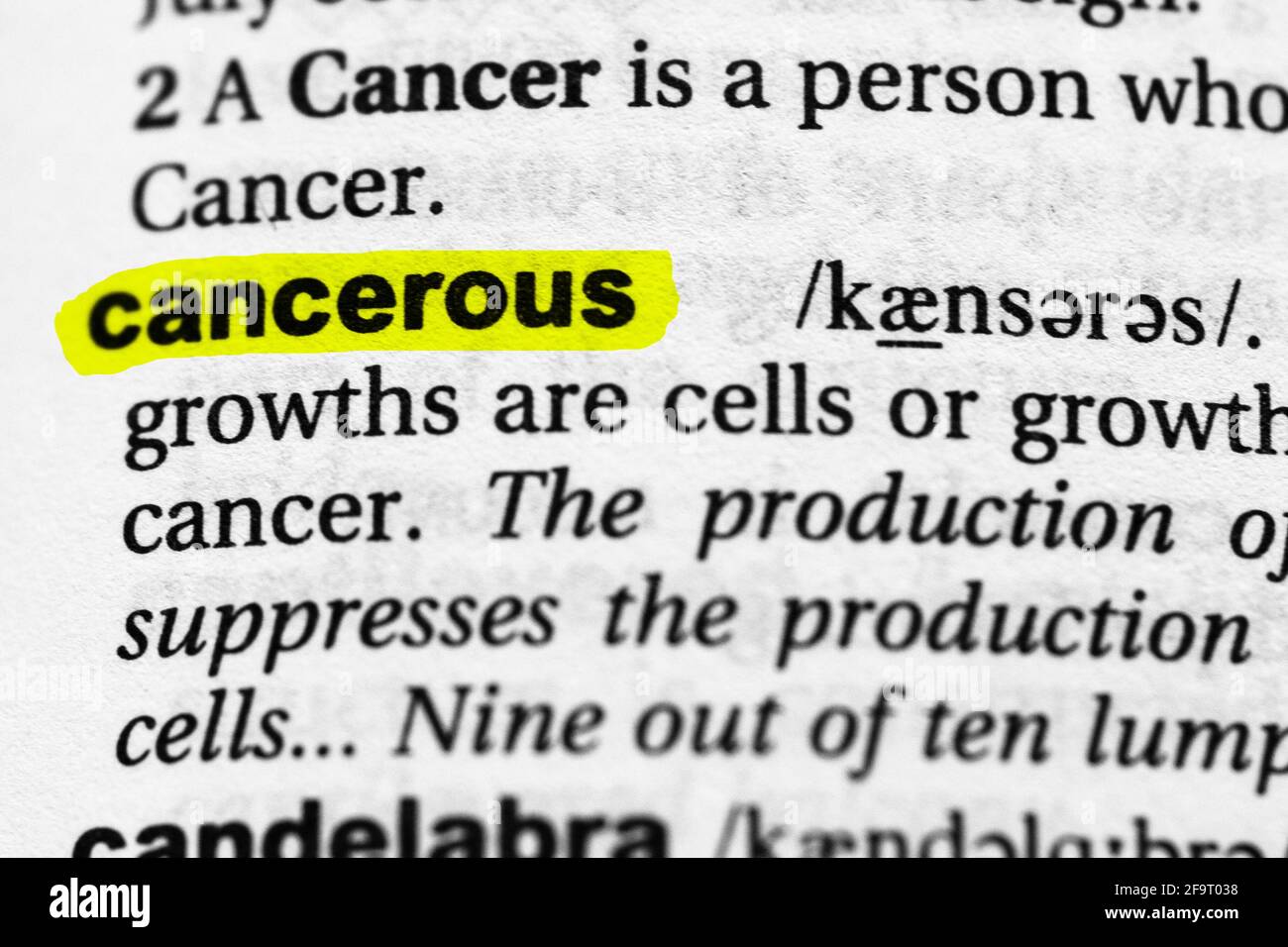 Highlighted word cancerous concept and meaning Stock Photo - Alamy