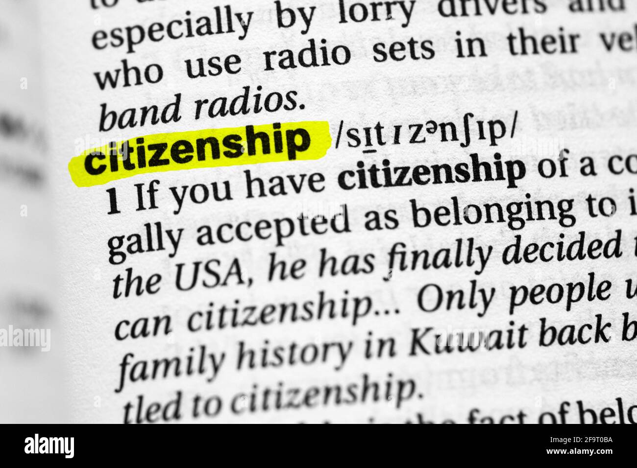 Highlighted word citizenship concept and meaning Stock Photo - Alamy