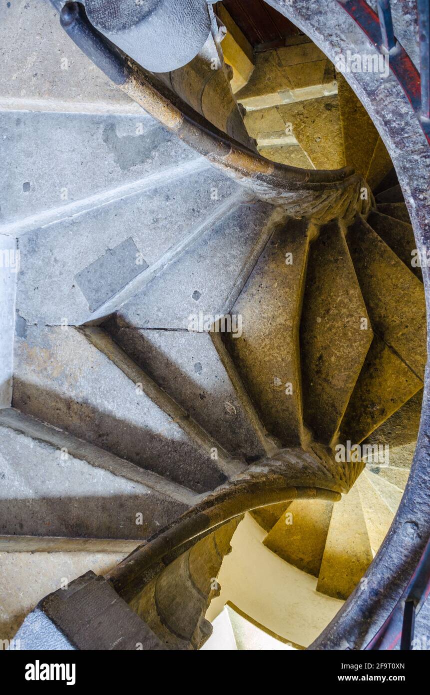famous double spiral staircase situated inside of the burg in the ...
