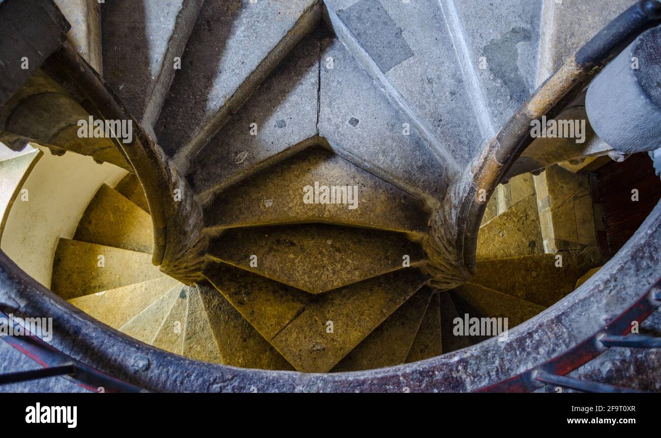 famous double spiral staircase situated inside of the burg in the ...