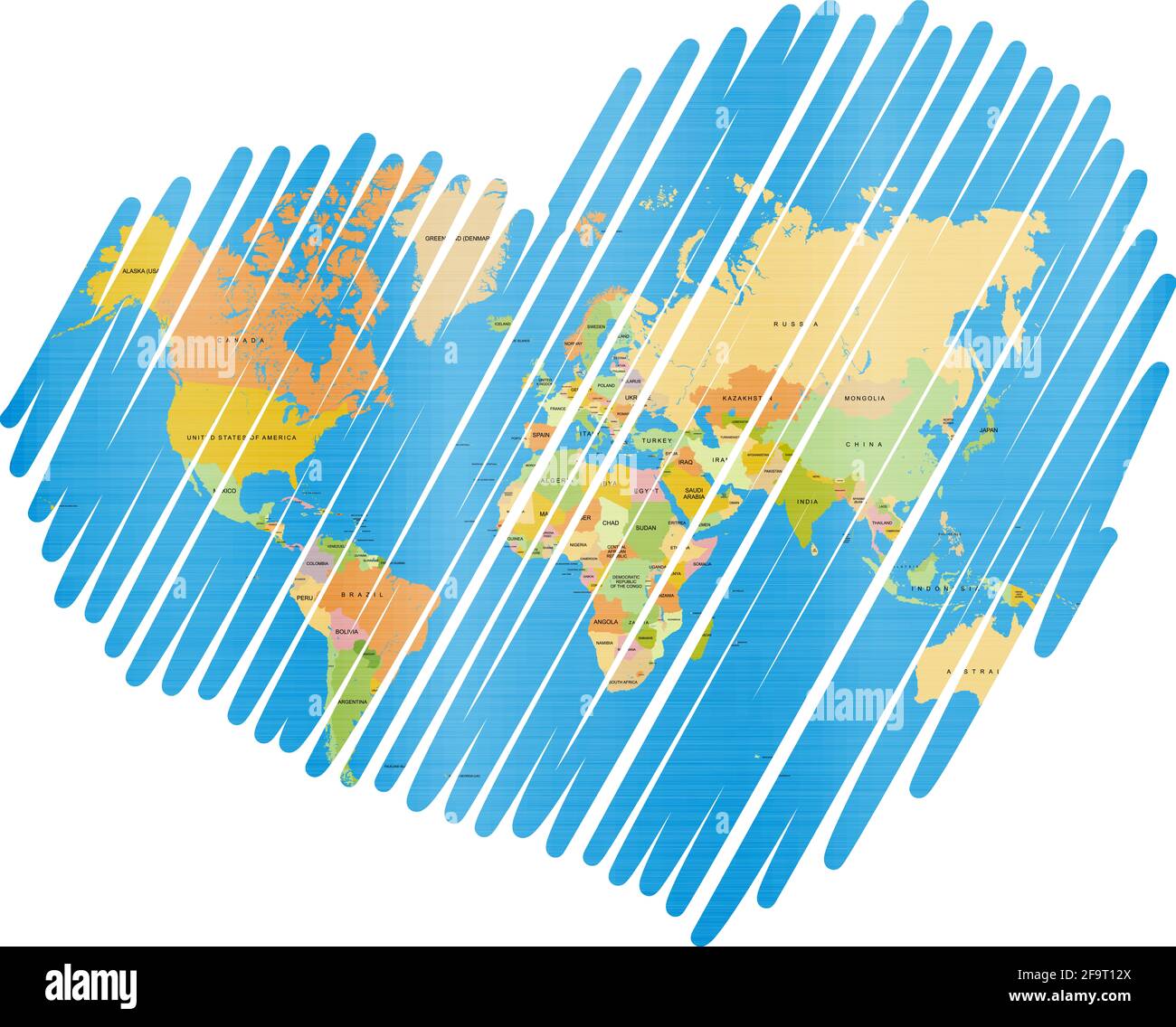 Heart world map hi-res stock photography and images - Alamy