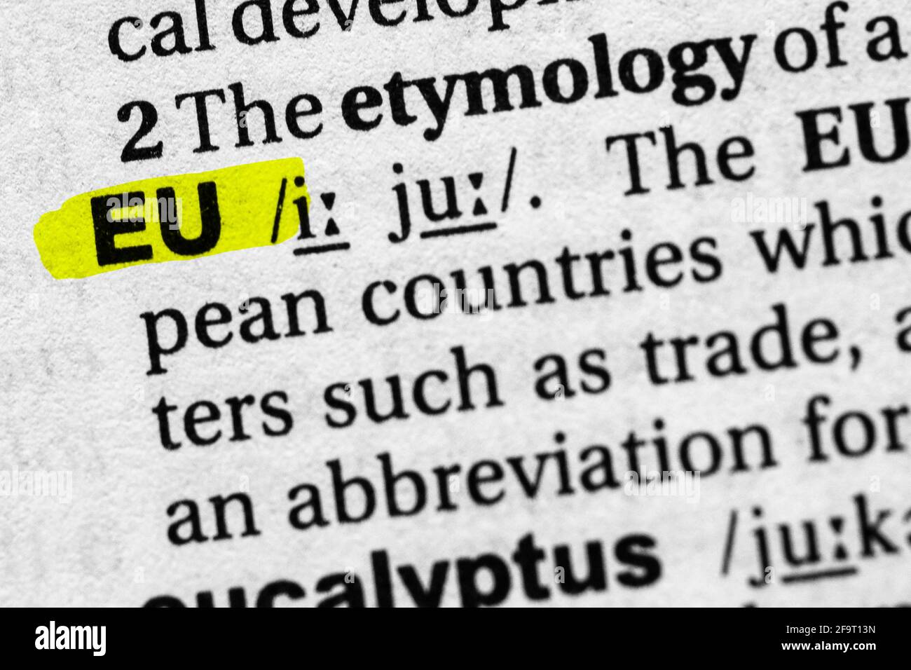 Highlighted word EU concept and meaning Stock Photo - Alamy