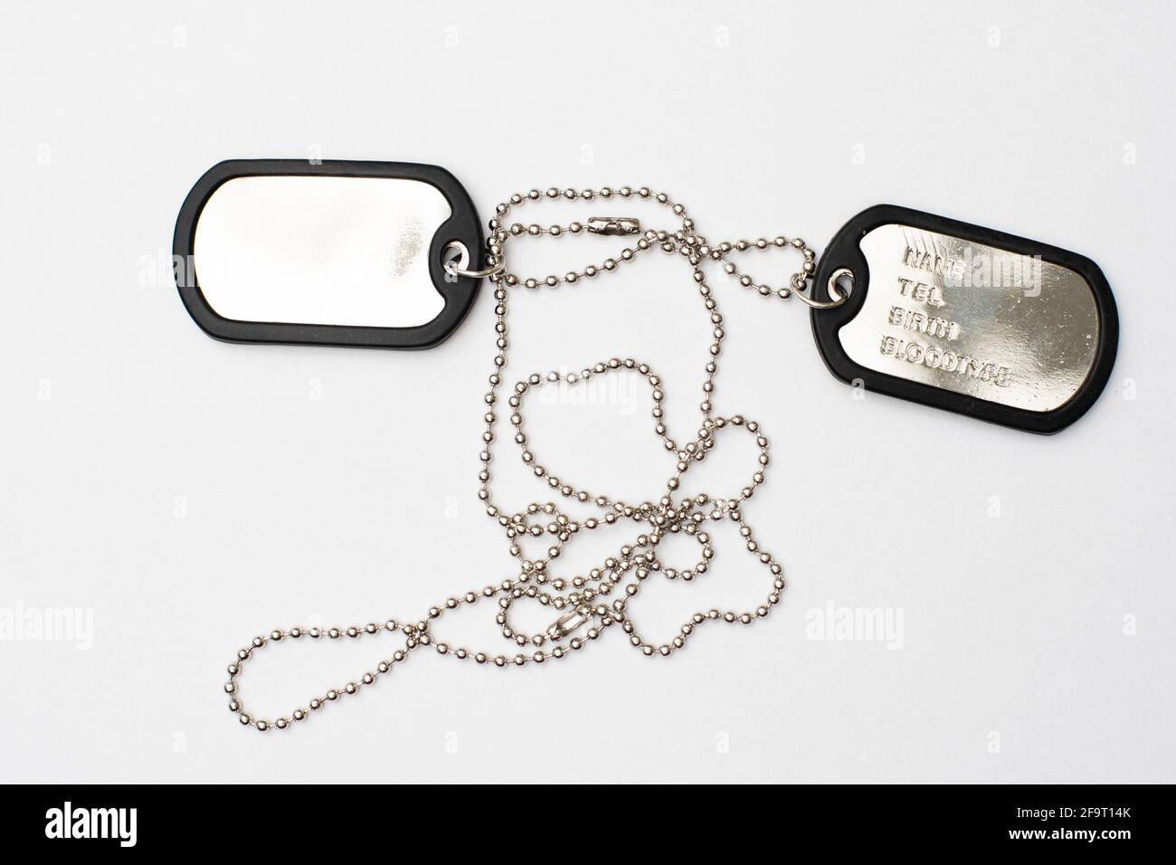 Shiny Blank Metallic Military Identification Plate on White Background ...