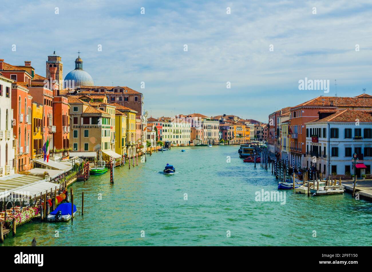 view of the grand canal in italian city venice from the ponte degli ...