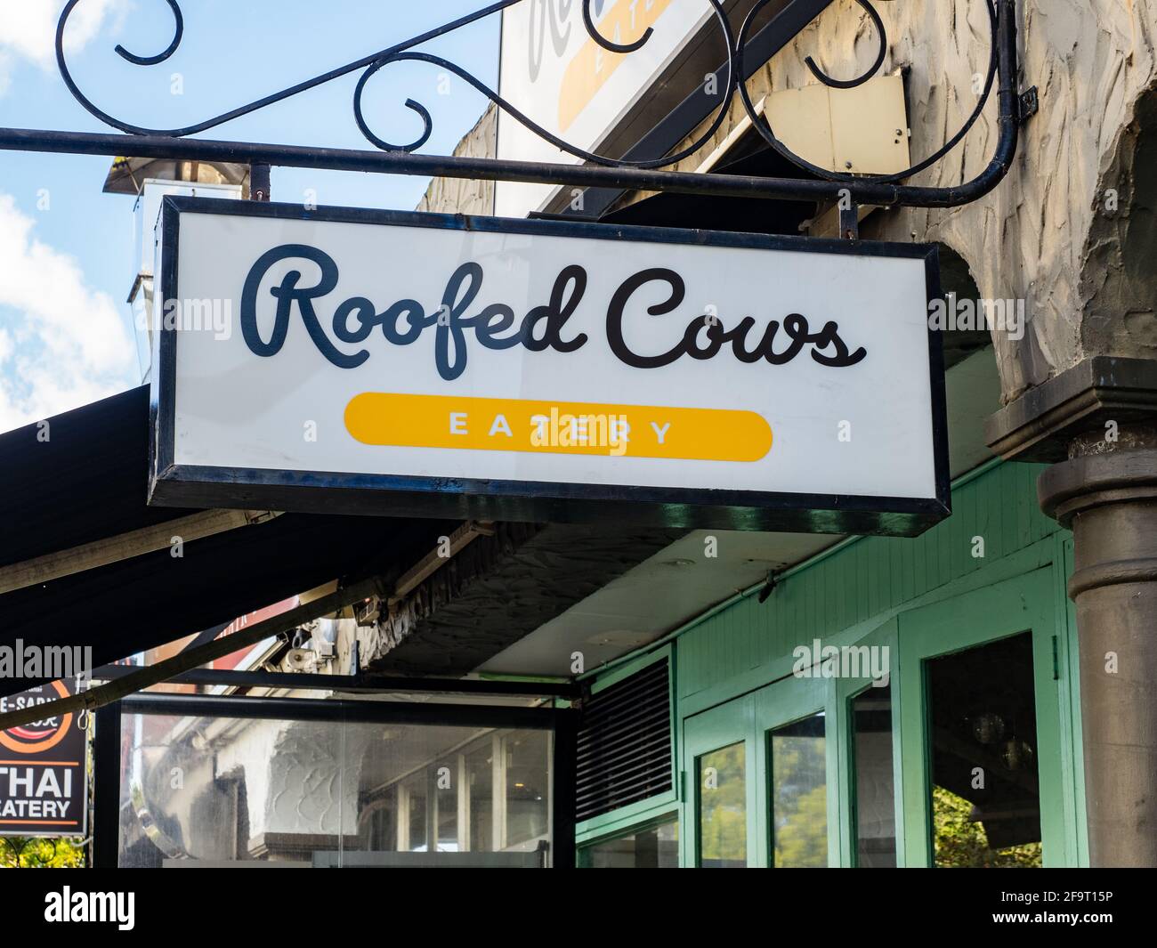 AUC, NEW ZEALAND - Apr 16, 2021: View of Roofed Cows restaurant at ...