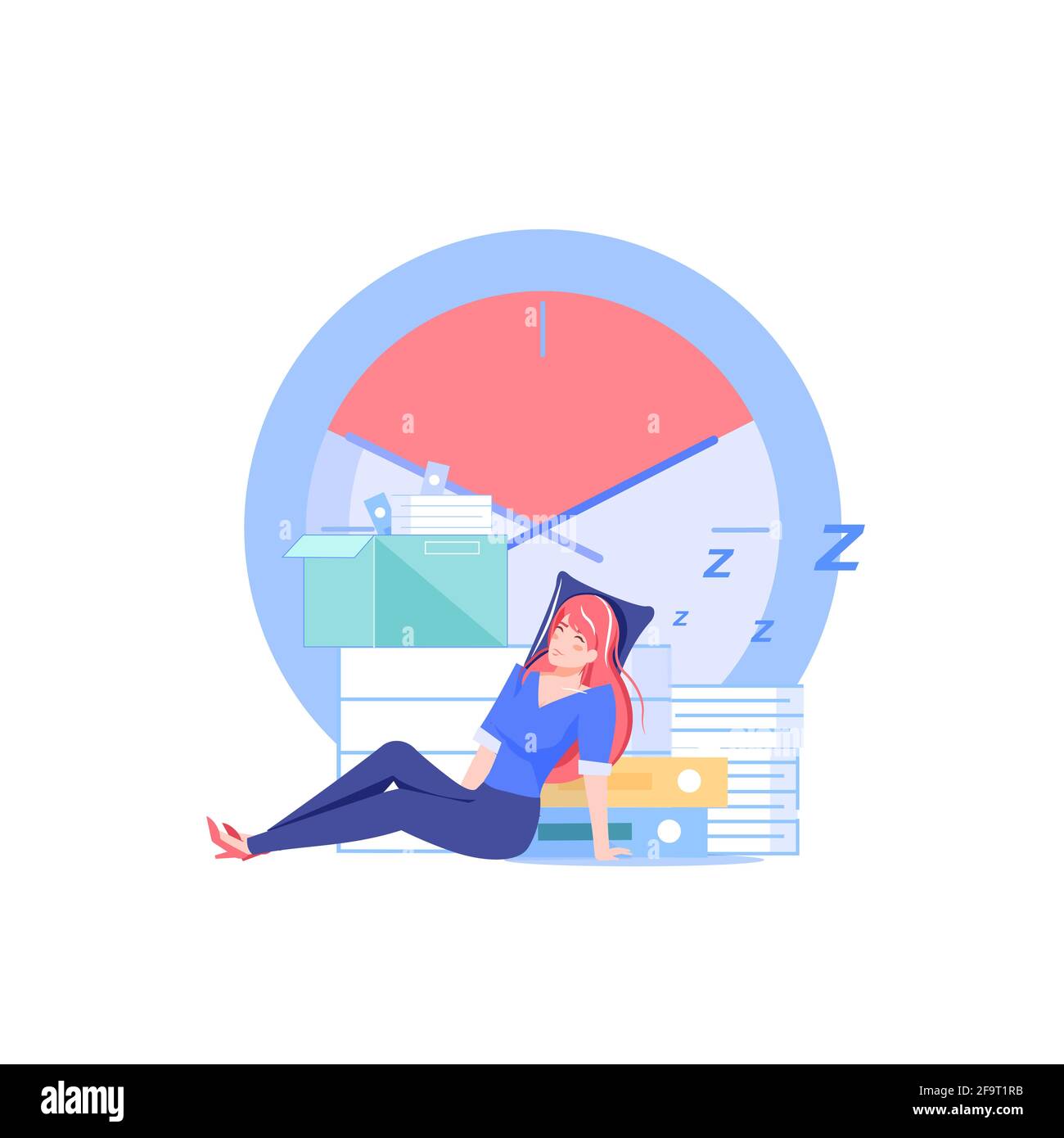 Flat cartoon employee characters procrastination at work vector ...