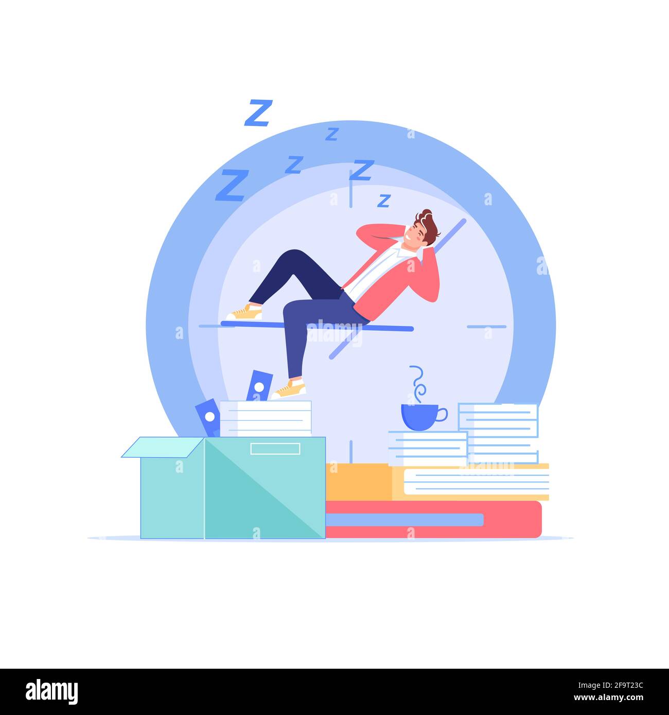 Flat cartoon employee characters procrastination at work vector ...