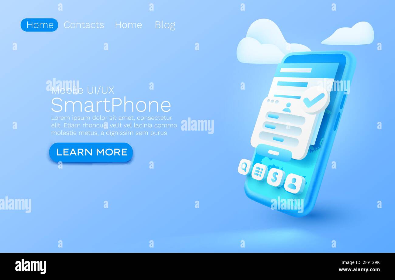 Smartphone Login app banner concept, place for text, access online ...