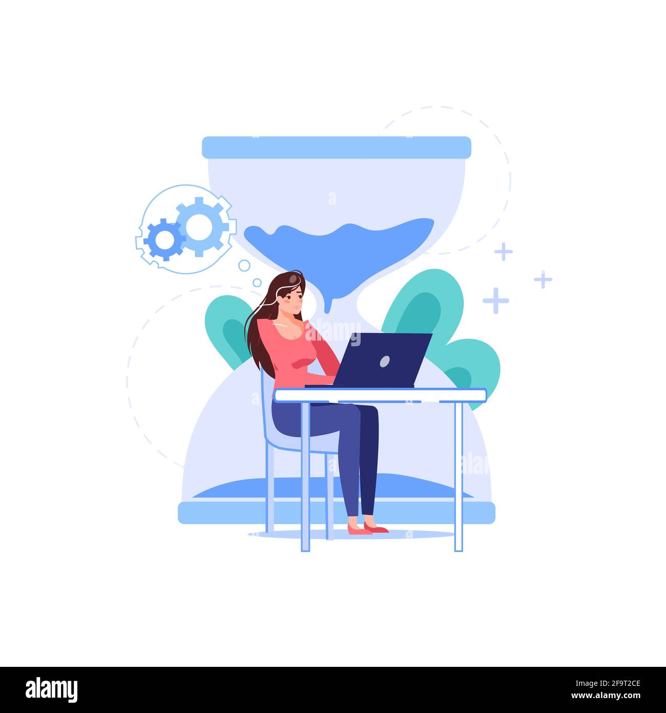 Flat cartoon office employee character,work stress deadline vector ...