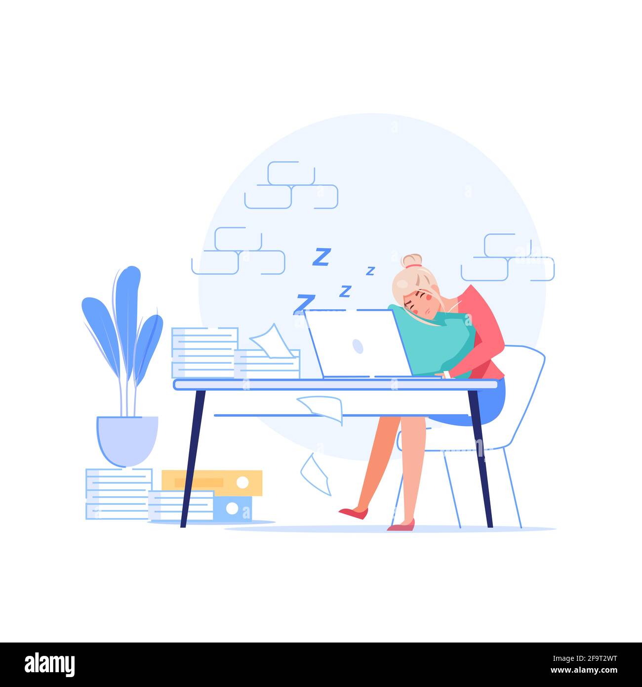 Flat cartoon employee characters procrastination at work vector ...