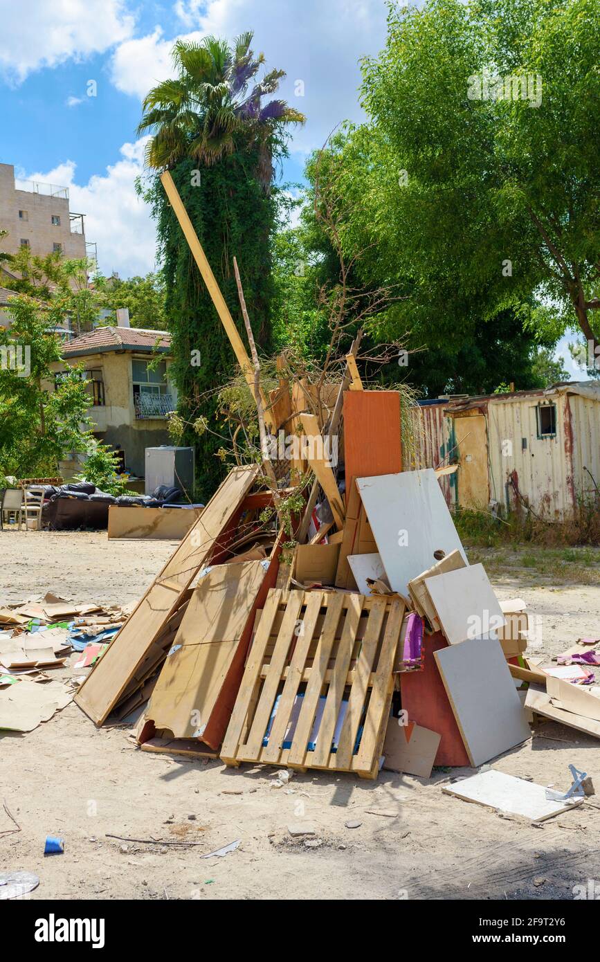 Pile built by the jewish people in preparation for the Lag Baomer ...