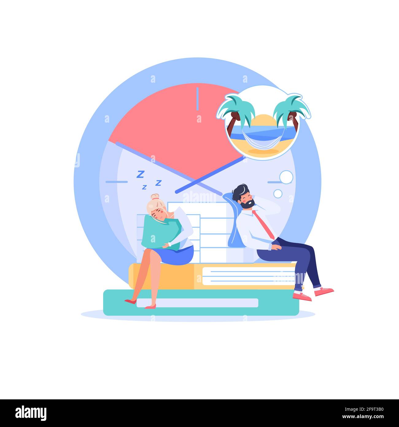 Flat cartoon employee characters procrastination at work vector ...