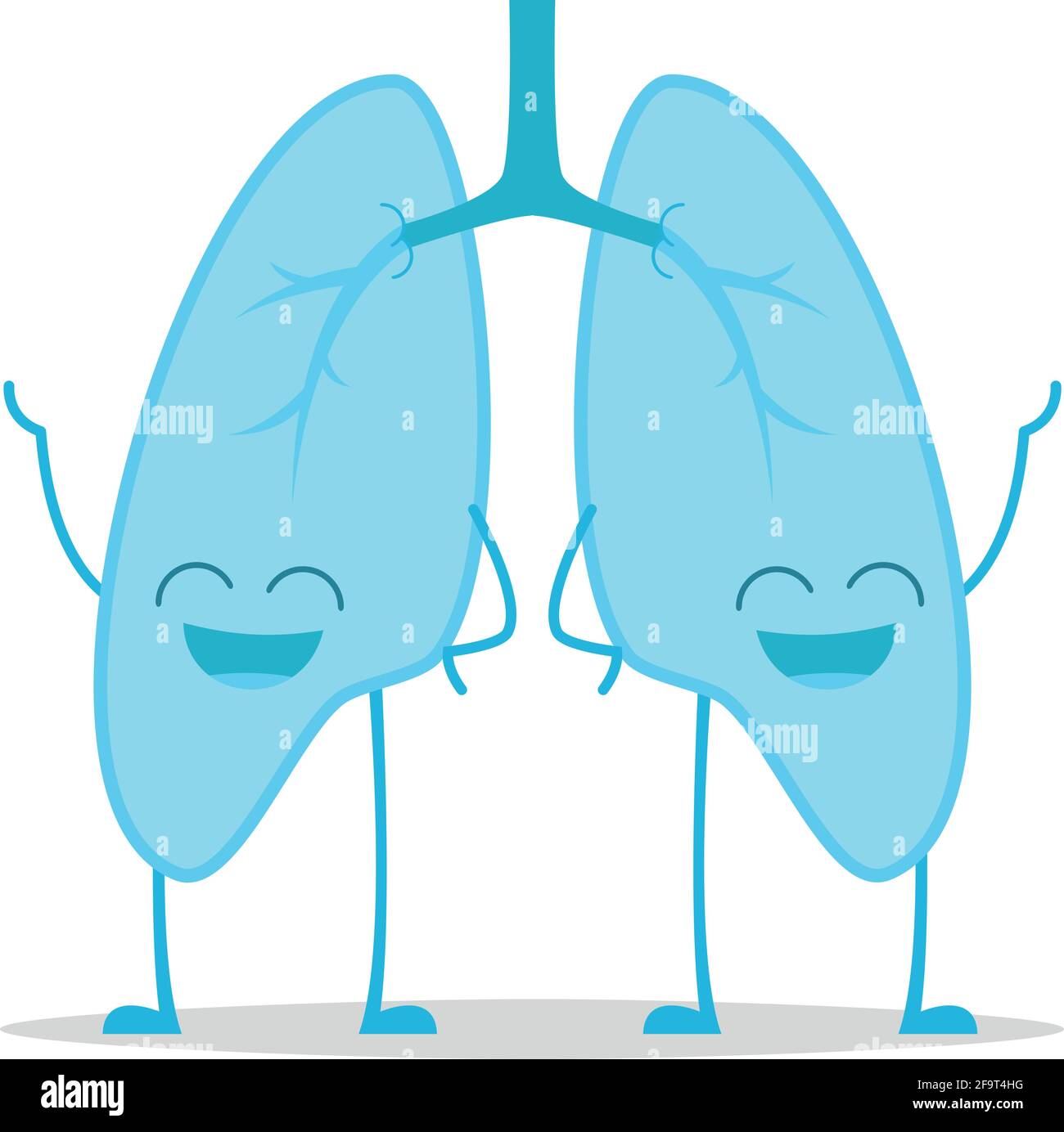 Vector illustration of a healthy and funny lungs in cartoon style Stock ...