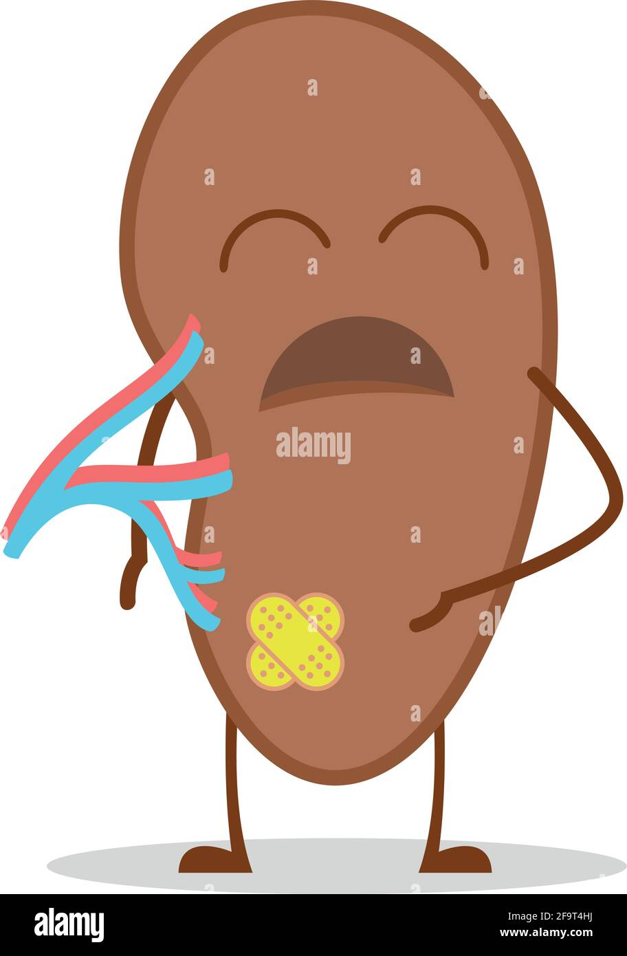 Vector illustration of a sick and sad spleen in cartoon style Stock ...