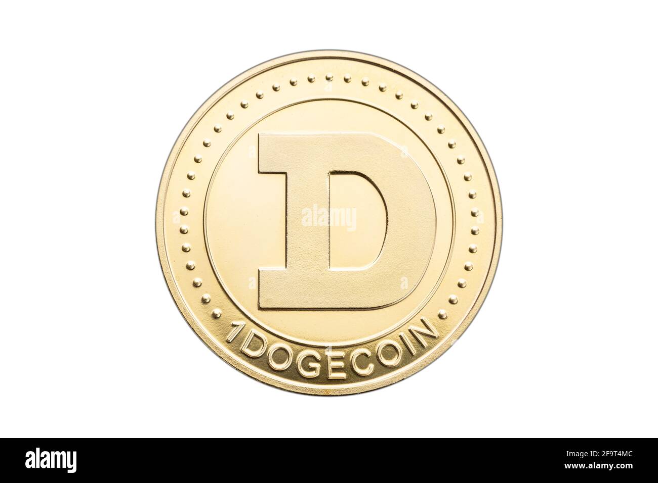 Dogecoin coin isolated on white background. Cryptocurrency Stock Photo ...