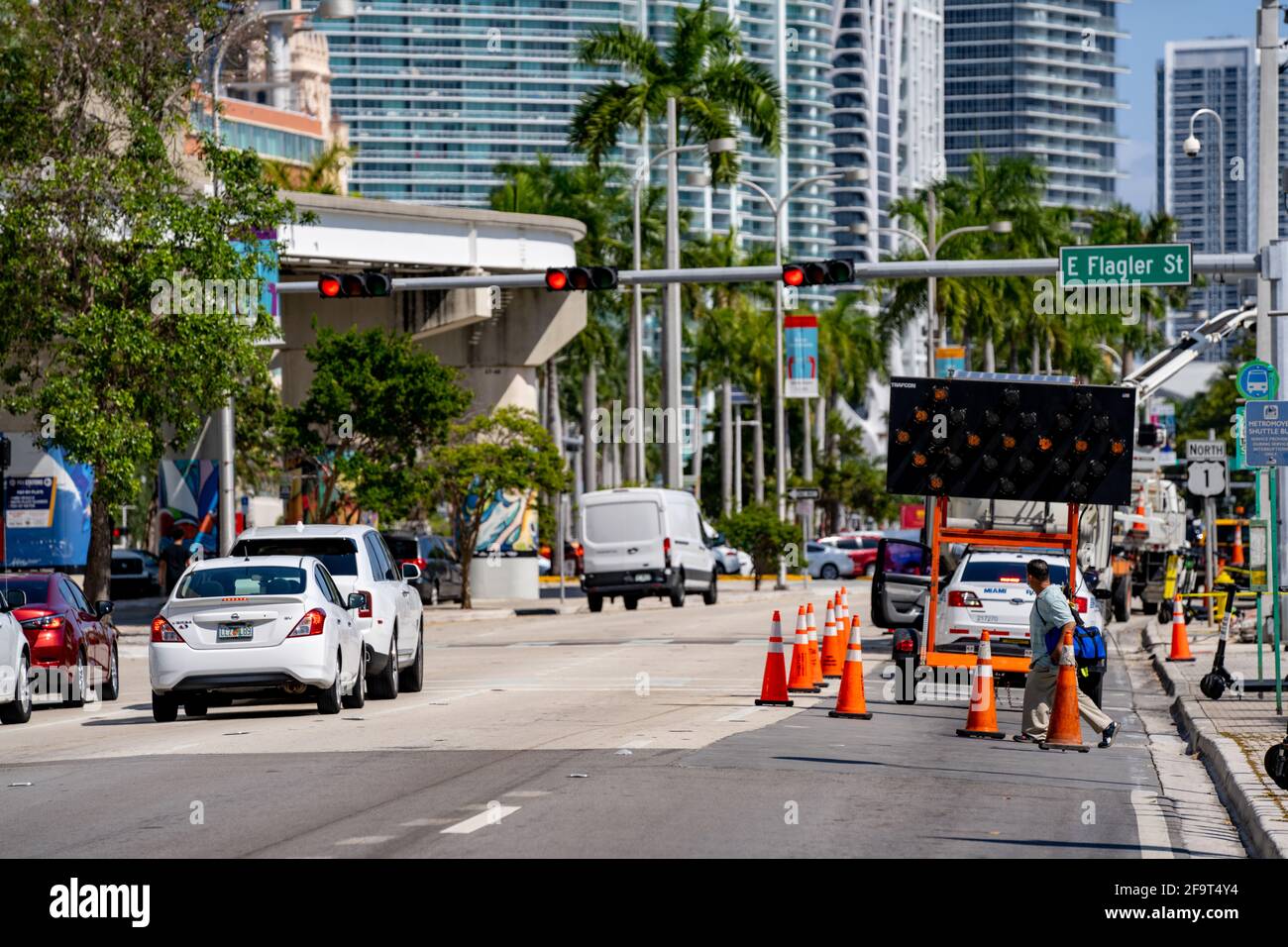City scene at Downtown Miami Florida Stock Photo - Alamy