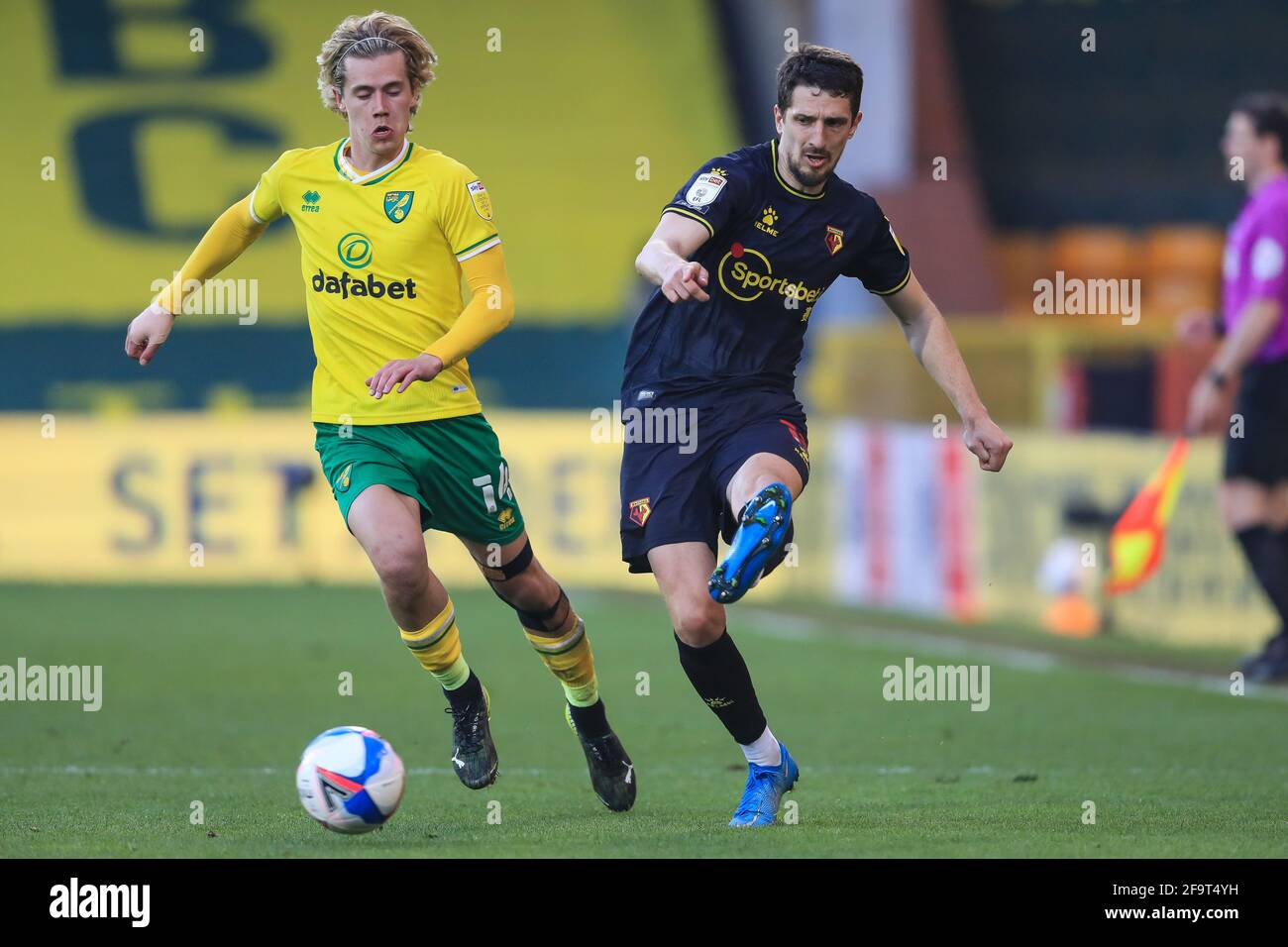 Craig Cathcart #15 of Watford passes back to the keeper despite ...
