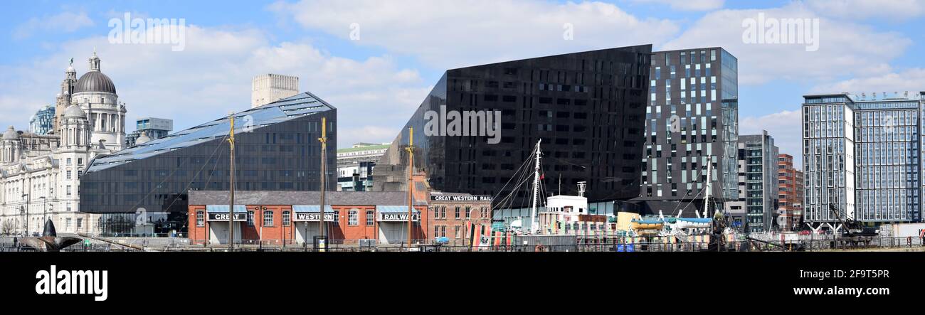 LIVERPOOL, UNITED KINGDOM - Apr 16, 2021: panorama of liverpool water ...