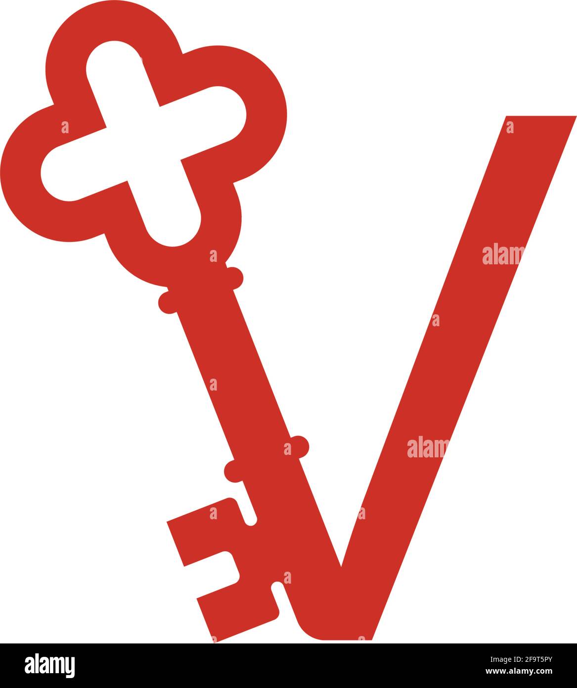Letter V logo icon with key icon design symbol template vector Stock ...