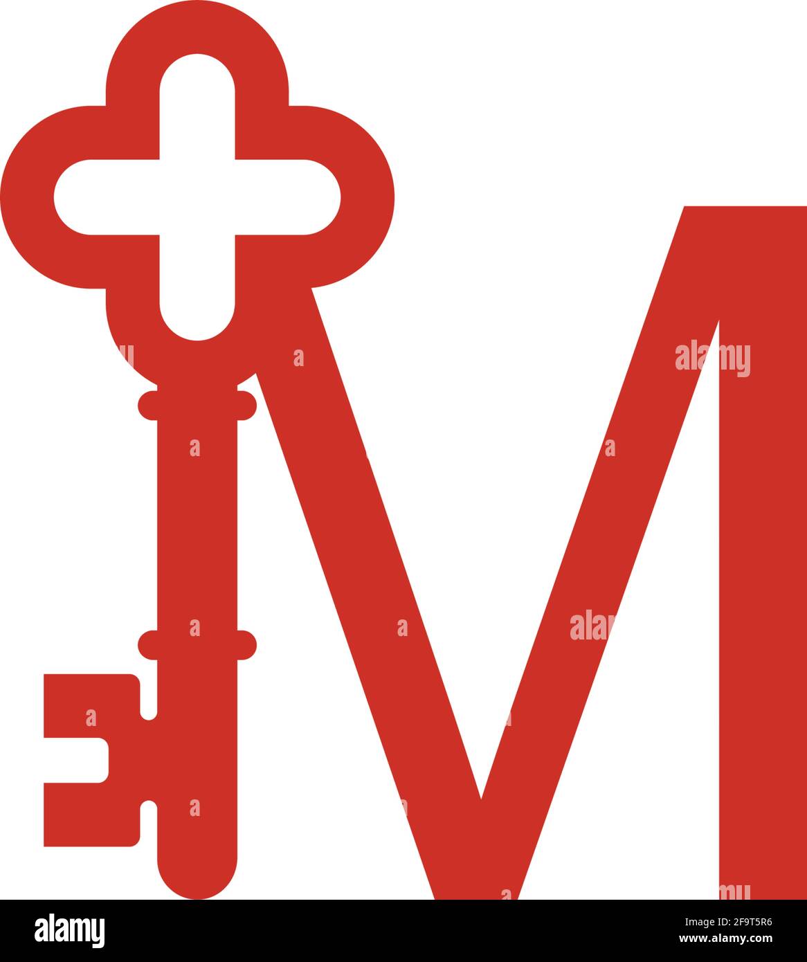Letter M logo icon with key icon design symbol template vector Stock ...