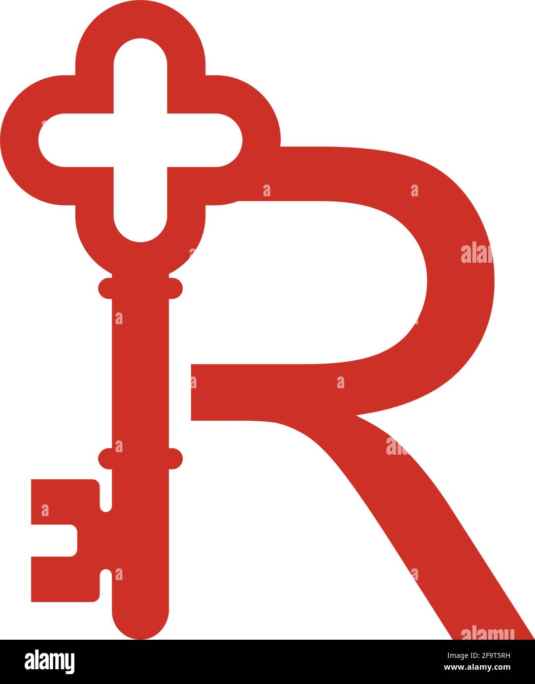 Letter R logo icon with key icon design symbol template vector Stock ...