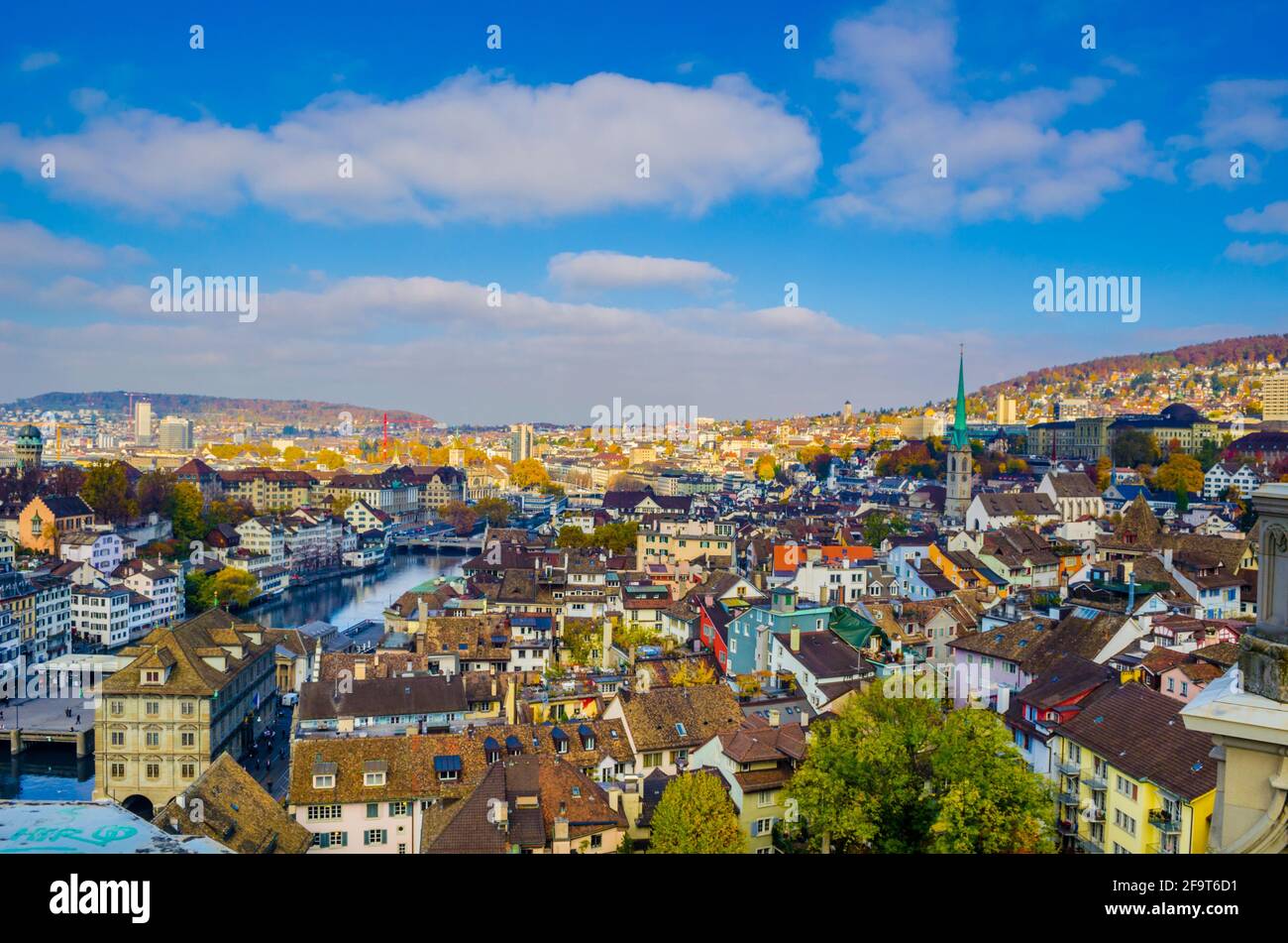 aerial view of zurich taken from the top of grossmunster church Stock ...