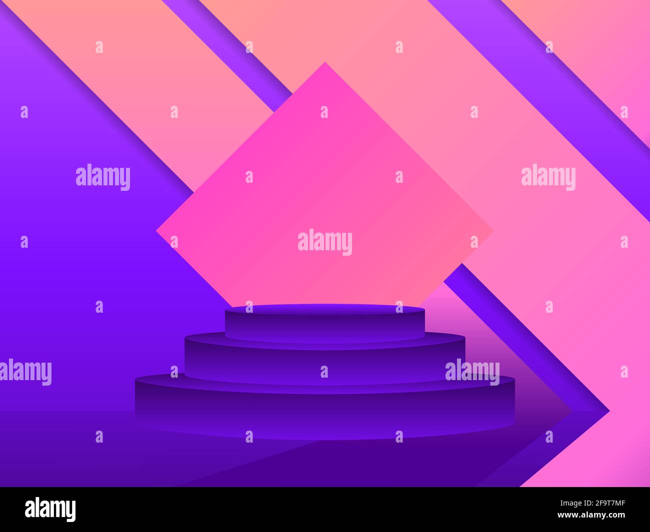 Stage with a podium in the style of the 80s. Gradient podium for ...