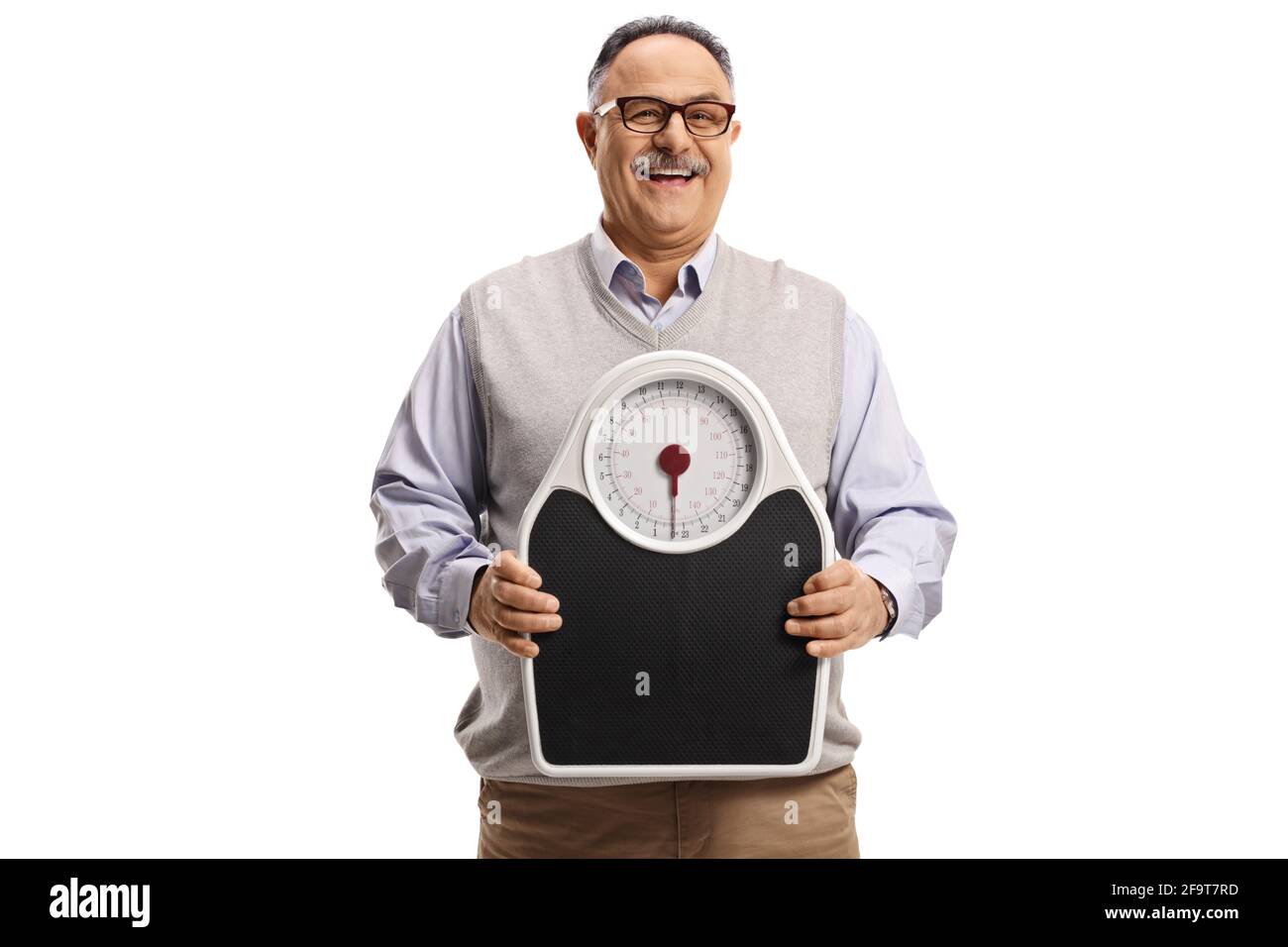 Fat man holding measurement hi-res stock photography and images - Alamy
