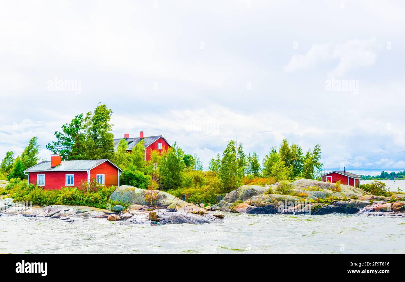 View of a small inhabited island in the Helsinki bay in Finland Stock ...
