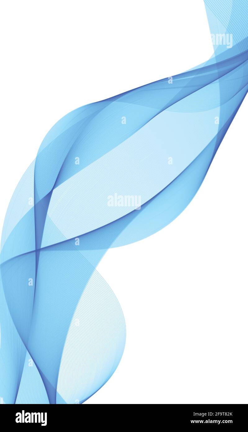 Abstract blue wavy lines on white background - Vector illustration ...