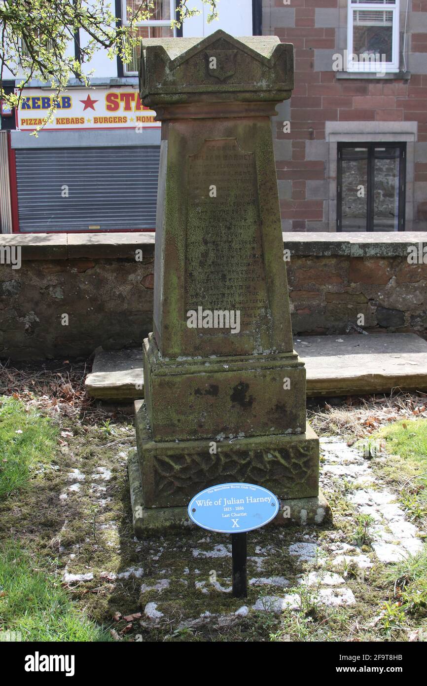 Scotland, Ayrshire,Mauchline Church, Graveyard, 16 Apr 2021. Marked ...