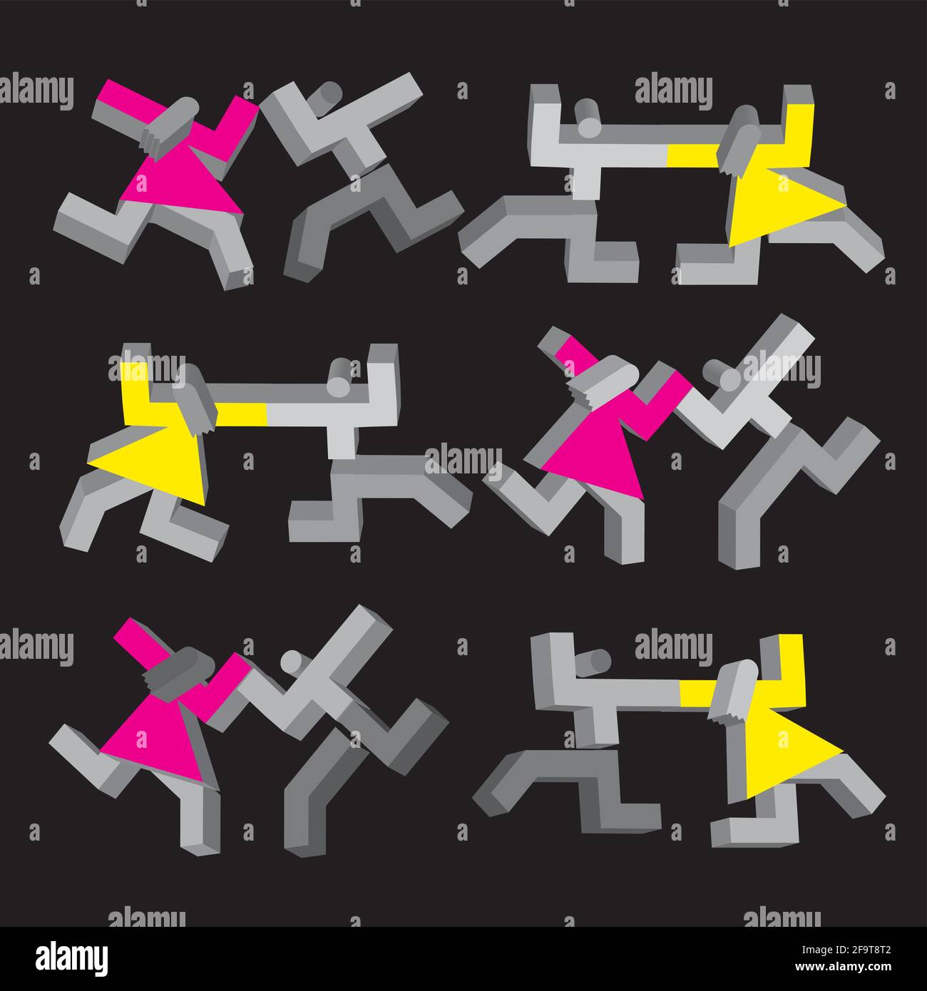 Dancing couples, 3D icons background. Illustration of simple symbols of ...