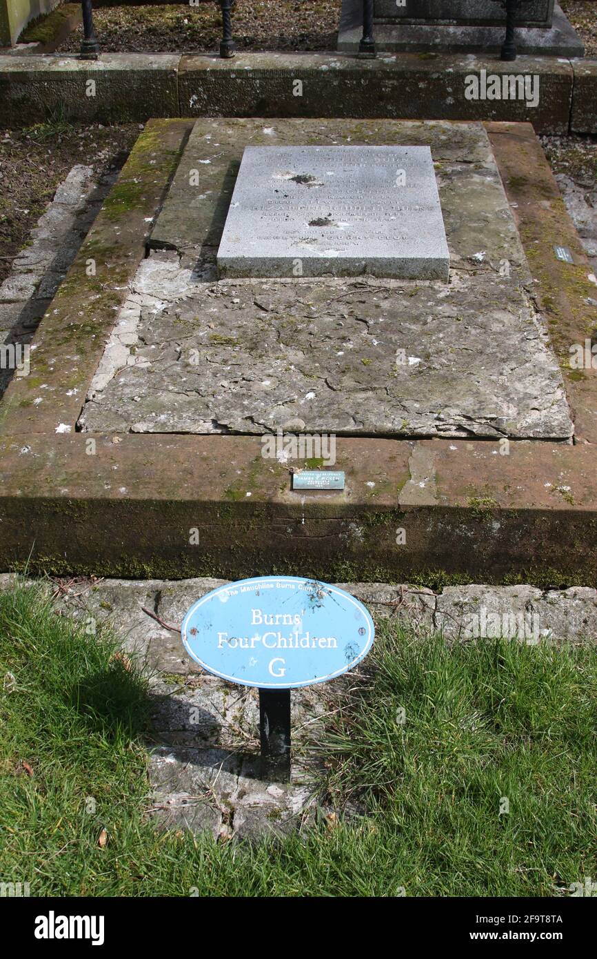 Scotland, Ayrshire,Mauchline Church, Graveyard, 16 Apr 2021. Marked ...