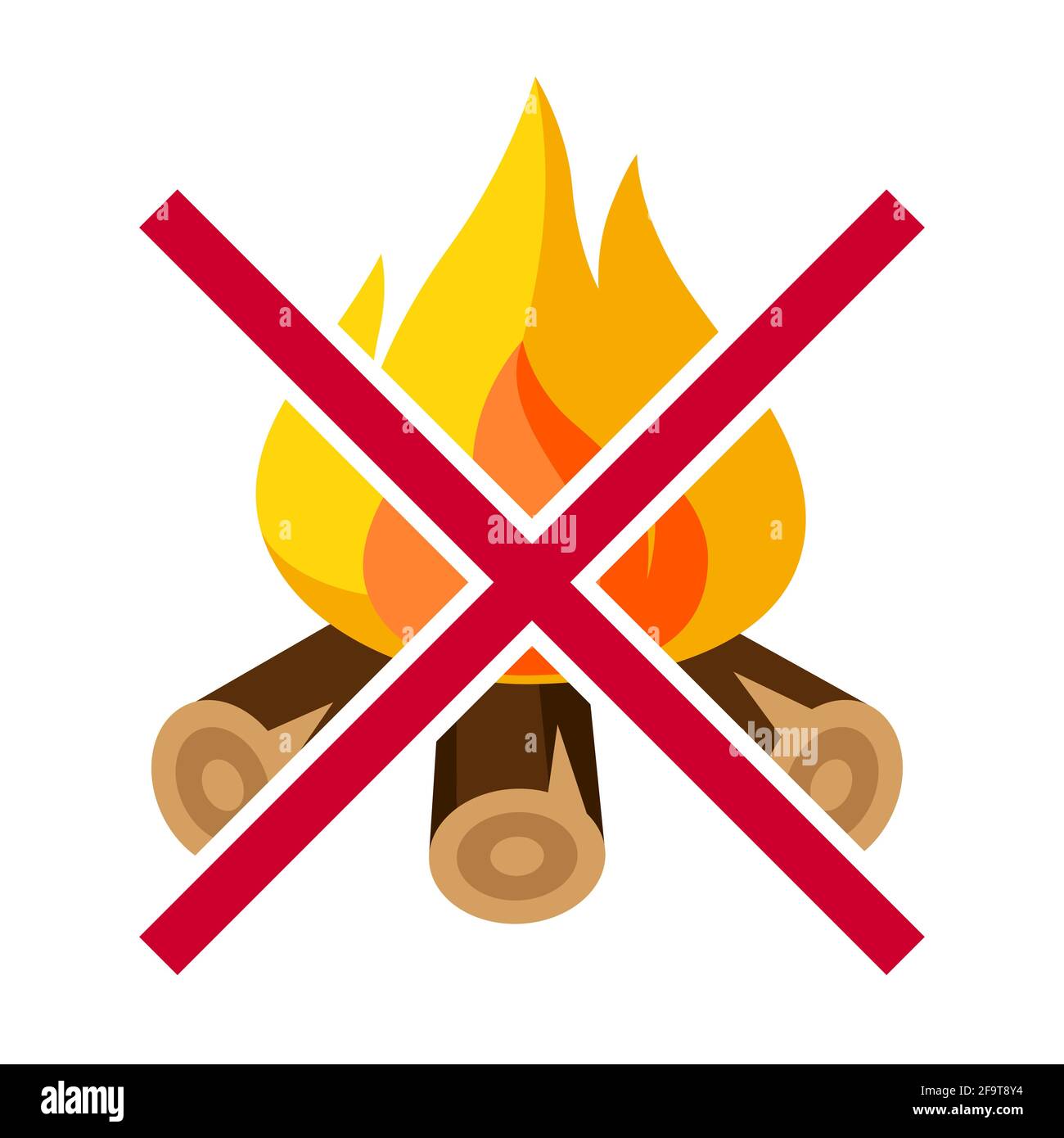 Illustration of no bonfire. Firefighting item. Adversting icon for ...